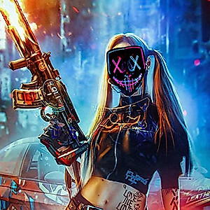 Stegosaurus Halloween LED Mask, LED Light up Mask Scary Mask for Halloween Festival Party, 2 colors Mask with 3 Light Modes