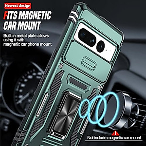 LeYi for Pixel 7 Pro Case: Google 7 Pro Case with Slide Camera Cover, 360 Full Body Military-Grade Protective Heavy Duty with Upgrade Kickstand Case for Google Pixel 7 Pro, Alpine Green