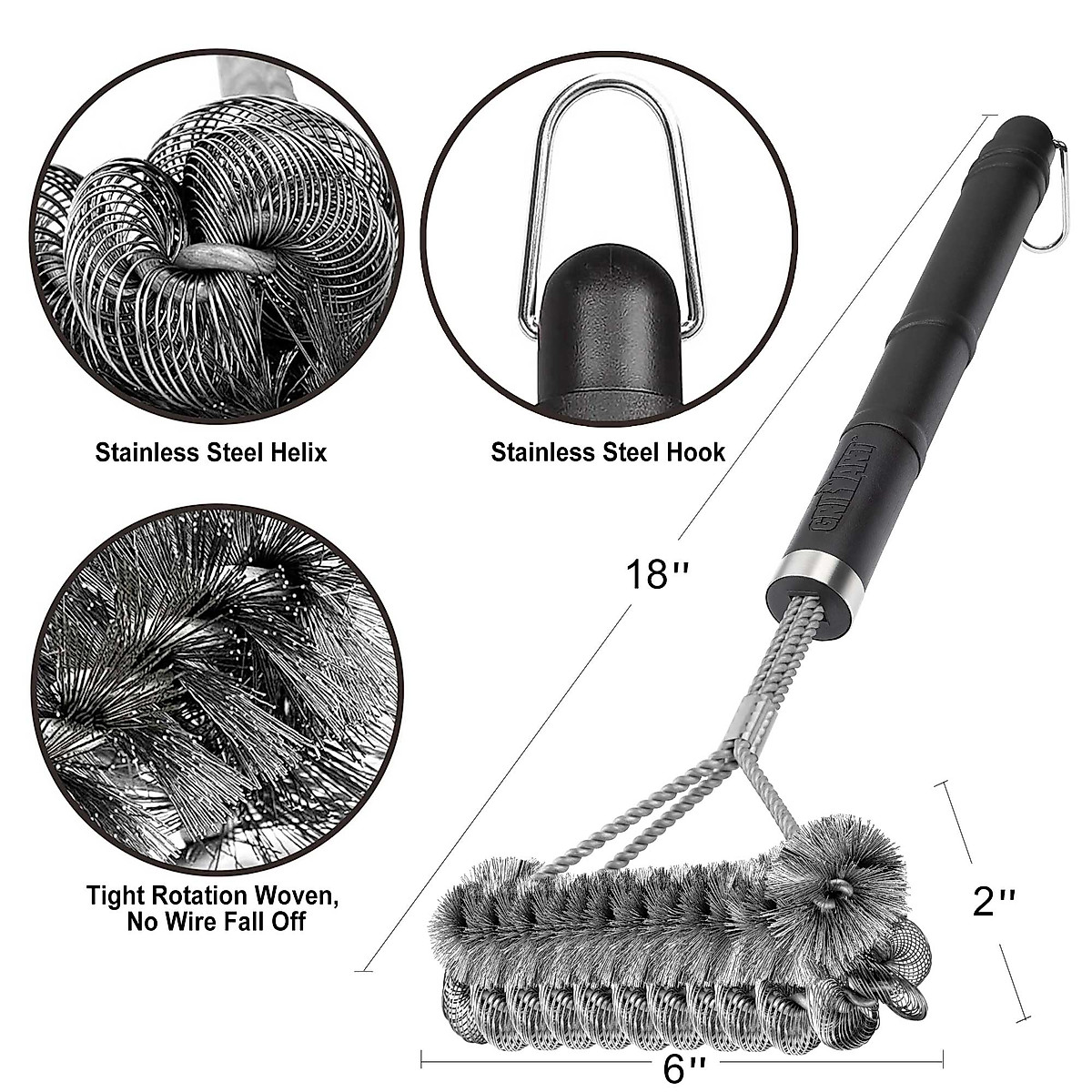 GRILLART Grill Brush Bristle Free & Wire Combined BBQ Brush - Safe & Efficient Grill Cleaning Brush- 17" Grill Cleaner Brush for Gas /Porcelain/Charbroil Grates - BBQ Accessories Gifts for Men