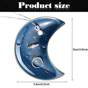 Patelai 2 Pieces Moon Trinket Tray Jewelry Dish Tray Jewelry Plate Trinket Dish Trinket Tray Ring Ceramics Jewelry Dish Gifts for Rings, Earrings, Bracelets, Necklaces, Crystals Stones