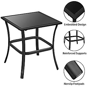 Yaheetech 3-Piece Patio Furniture Set, Outdoor Rocking Chairs Bistro Set, 2 PE Rattan Chairs with Glass Coffee Table Wicker Furniture Set - for Garden Balcony Backyard Poolside