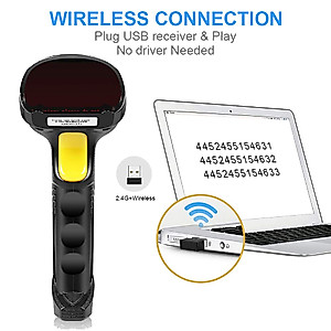 Barcode Scanner Wireless, Basecent USB Quick Laser Barcode Scanner Reader (Lector De Codigo De Barras), Handheld Barcode Reader Scanner for Library Book, Warehouse Inventory, Store