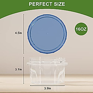 Reusable Freezer Storage Container Sets with Airtight Twist Top Lid, Round BPA-Free Plastic Containers with Lids for Kitchen Meal Prep, Microwave, Dishwasher and Freezer Safe [12 Pack-16 oz]