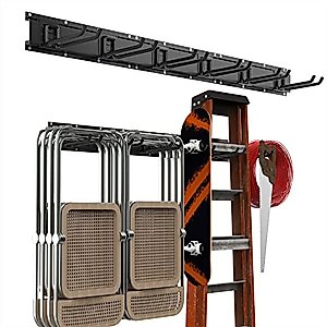 Housolution Heavy Duty Tool Storage Rack 48 Inch Garage Tool Organizer Storage System Max 264 lbs, 3 Rails with 6 Adjustable Wall Hooks, Tool Holder Wall Mount for Warehouse, Basement, Workshop