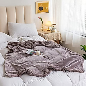 NEWCOSPLAY Sherpa Fleece Throw Blanket Super Soft Plush Warm Reversible Flannel Blanket for Couch Bed (Thick-Purple, Throw(50"x60"))