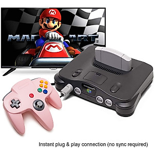 KIWITATA Classic N64 Controller, Retro N64 Wired Joystick Replacement Gamepad Controller for N64 System Video Games Console Pink