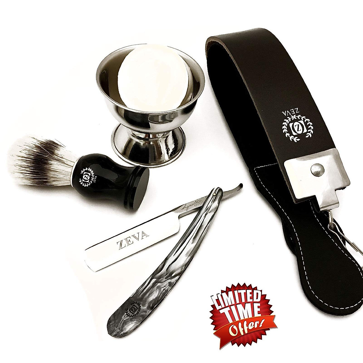 MEN'S CUT THROAT WET STRAIGHT EDGE RAZOR 5 PC SHAVING SET/KIT USA