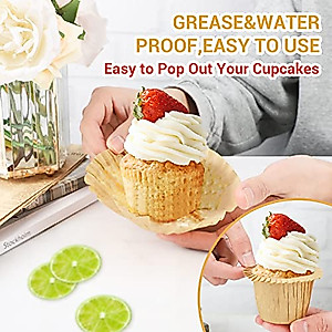 Suice Paper Cupcake Liners 50pcs, Disposable Muffin Baking Cups Natural Color Parchment Cupcake Liners Holiday Cupcake Wrappers Mini Cupcake Cups for Wedding Party Serving, Birthday Desserts,Gathering