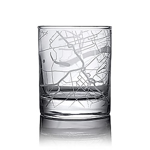London City Map Whiskey Glass, Unique Gift, 10.5 oz