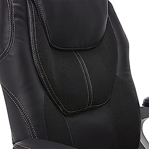 Serta Executive Office Padded Arms, Adjustable Ergonomic Gaming Desk Chair with Lumbar Support, Faux Leather and Mesh, Black