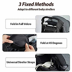 Stroller Organizer with Cup Holder, Universal Large Capacity Portable Black Accessories Caddy Bag, Fits for Doona Baby Jogger Trend Nuna Uppababy Vista V2 Graco Bob and All Other Strollers