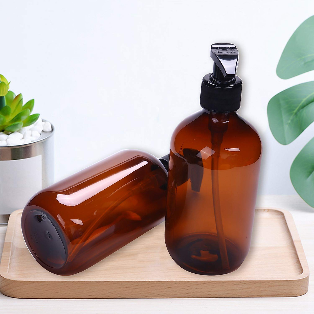 specious 4Pcs New 500Ml Pump Bottle Makeup Bathroom Liquid Shampoo Bottle Travel Dispenser Bottle Container for Soap Shower