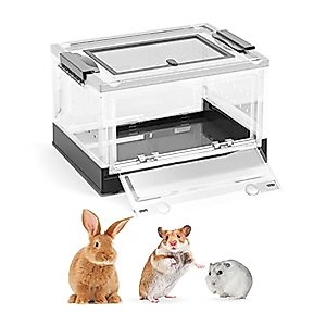 Augegel Hamster Cages and Habitats,Small Rat Cage for Hamster, Gerbils,Guinea Pig Cages,Collapsible Critter cage for Rat, Hedgehog,rabitat (Black_16" x12 x10)