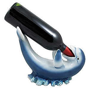 Home 'n Gifts Drinking Dolphin Wine Bottle Holder Statue for Tropical Kitchen or Beach Bar Decor Sculptures and Wine Racks