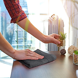 Utopia Towels [12 Pack] Premium Wash Cloths Set (12 x 12 Inches) 100% Cotton Ring Spun, Highly Absorbent and Soft Feel Essential Washcloths for Bathroom, Spa, Gym, and Face Towel (Grey)