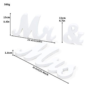 Mr & Mrs Sign for Wedding Table, Large Mr and Miss Wooden Letters, Party Decoration Head Table Wedding Wood Letter, Just Married Sign Anniversary Party Valentine's Day Decor (white)