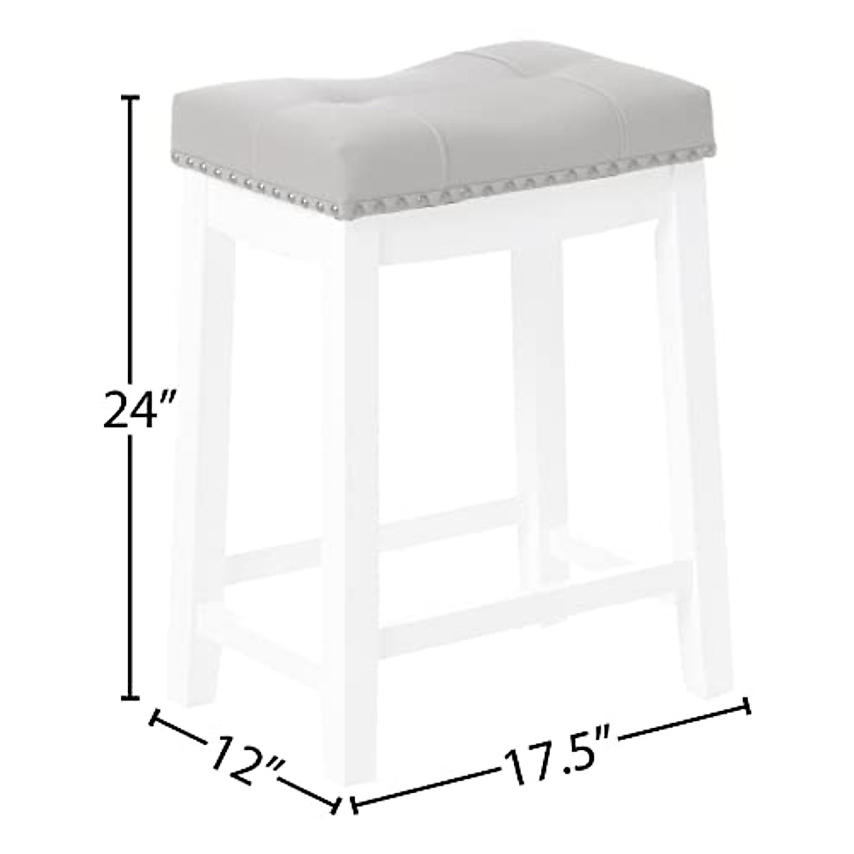 Angel Line Cambridge bar stools, 24" Set of 2, White with Gray Cushion
