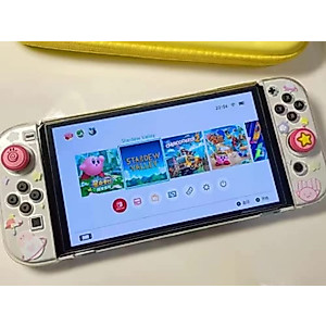 ENFILY Cute Protective Case for Nintendo Switch OLED, Cute Bling Clear Soft TPU Slim Cover, Kawaii Dockable Case for NS, Sparkle Skin Set