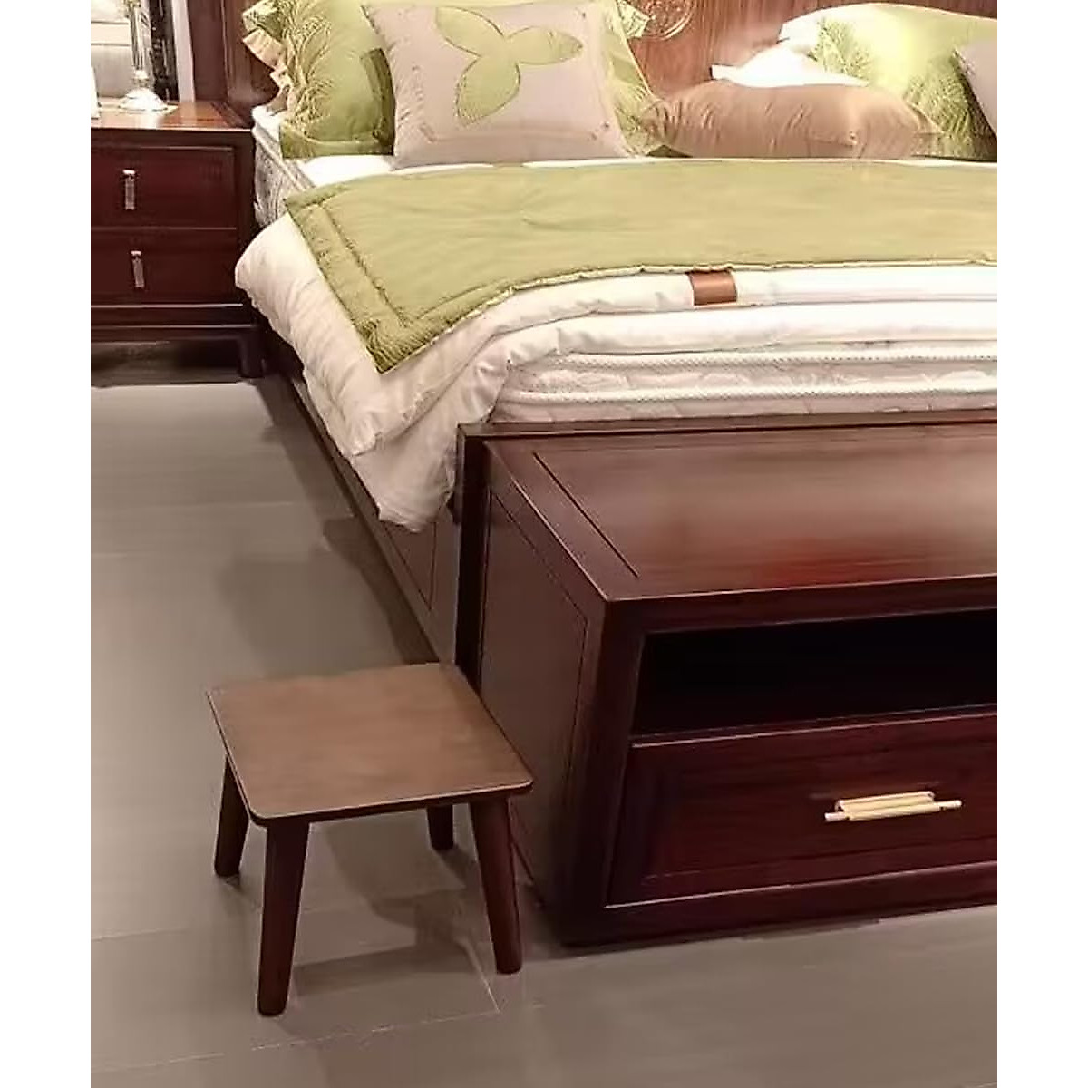 GOLDEN SUN Wooden Step Stool Small 10 Inch Square Foot Stool Plant Stand Detachable 4 Legs Vanity Stool Bench Brown Squarestool-brown262626 10 x 10 x 10 inch