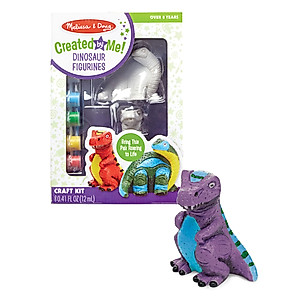 Melissa & Doug Created by Me! Dinosaur Figurines Craft Kit (2 Resin Dinosaurs, 6 Paints, Paintbrush)