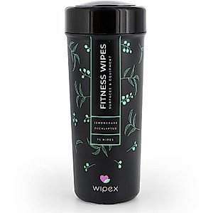 Wipex Fitness Equipment Wipes | Use as Gym Wipes for Equipment, Yoga Mat Cleaner, Peloton Bike Cleaner, Exercise Machine Wipes | Lemongrass, Eucalyptus, 75 Natural Wipes per Canister