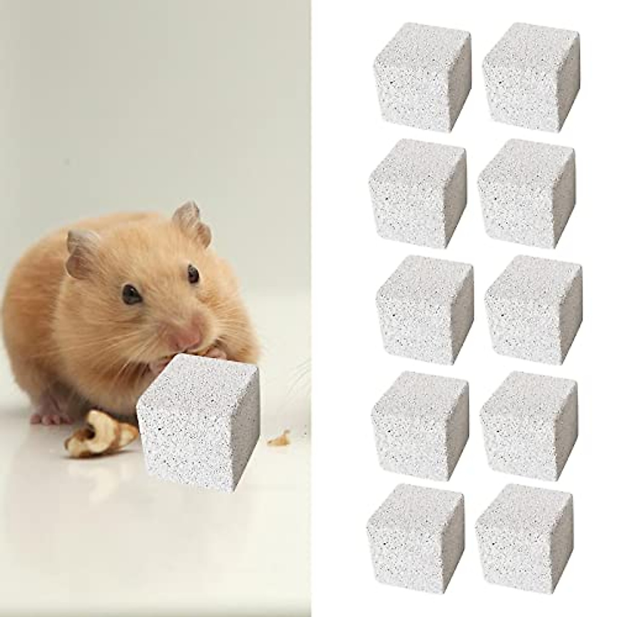 MagiDeal 10Pcs Stone Square Hamster Teeth Grinding Pet Teeth Supplies Chewing Toy, Rodent Stone Pet Chew Toy for Chinchillas, Gerbil, Rat, Pets, 3cm