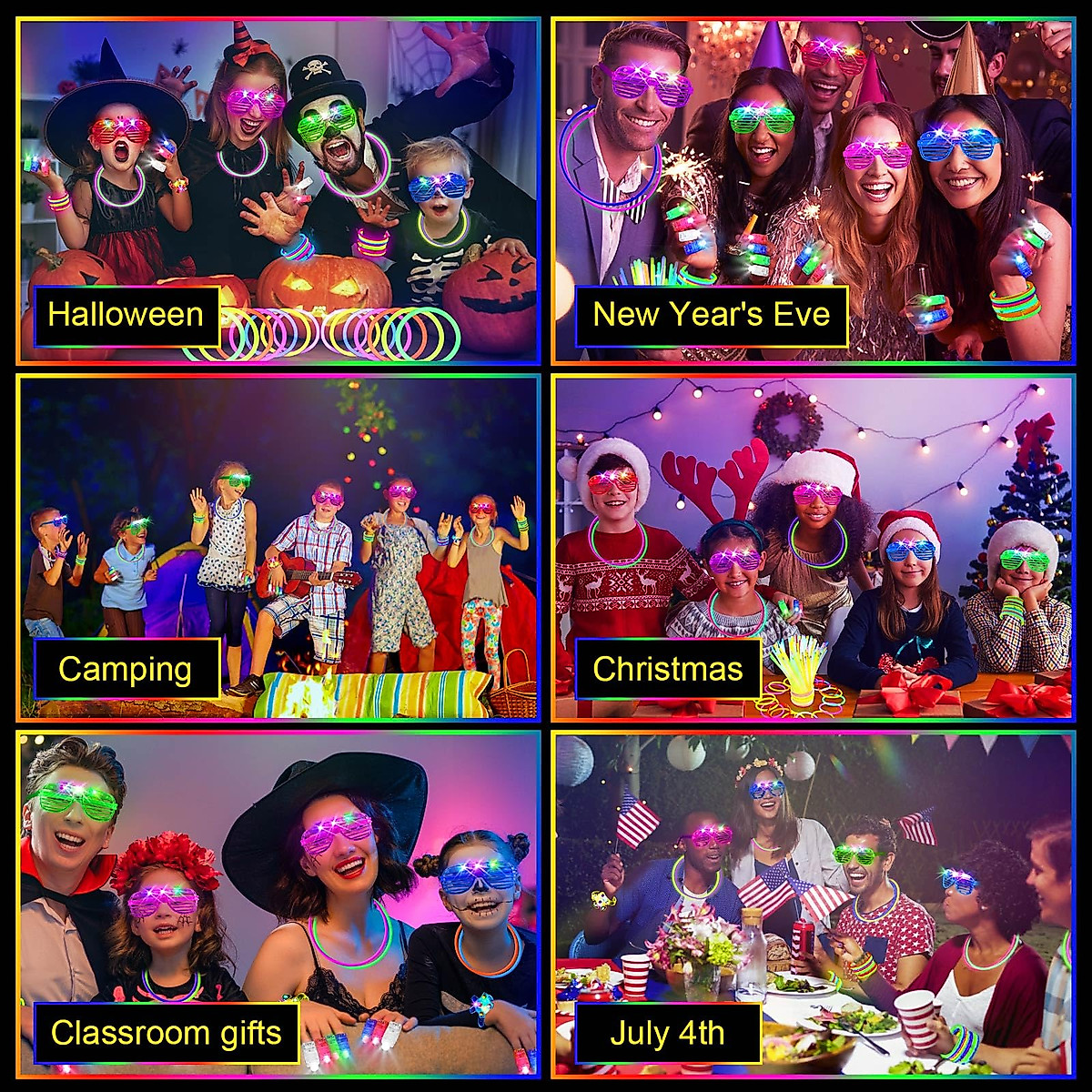 SHQDD 244 Pack Glow in the Dark Party Supplies for Kids, New Year Party Favors for Kids, Glow Party Favors for Kids 8-12, Kids Led Light Up Party Favors,Kids New Years Eve Party Supplies