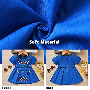Aalizzwell Infant Baby Girl Embroidered Dress Ethnic Wear Short Sleeve Sundress Blue 6-12 Months