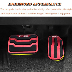BOYOUS 2pcs No Drill Aluminum Pedal Covers Anti-Slip Brake and Gas Accelerator Pedal Pads for Ford F-150 2015 2016 2017 2018 2019 2020,Not Fit 2009-2014,2021 F150(Red)