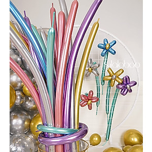 SULALABOO Metallic 260 Balloons 80PCS Multicolored Latex Long Shiny Balloon to Twisting Flowers Animals for Birthday Party Anniversary Wedding or Other Party Events and Festivals