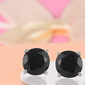 SHOP LC Black Tourmaline Stud Earrings for Women 925 Sterling Silver Platinum Plated Goth Comfy Jewelry Gifts for Women Ct 4 Birthday Gifts