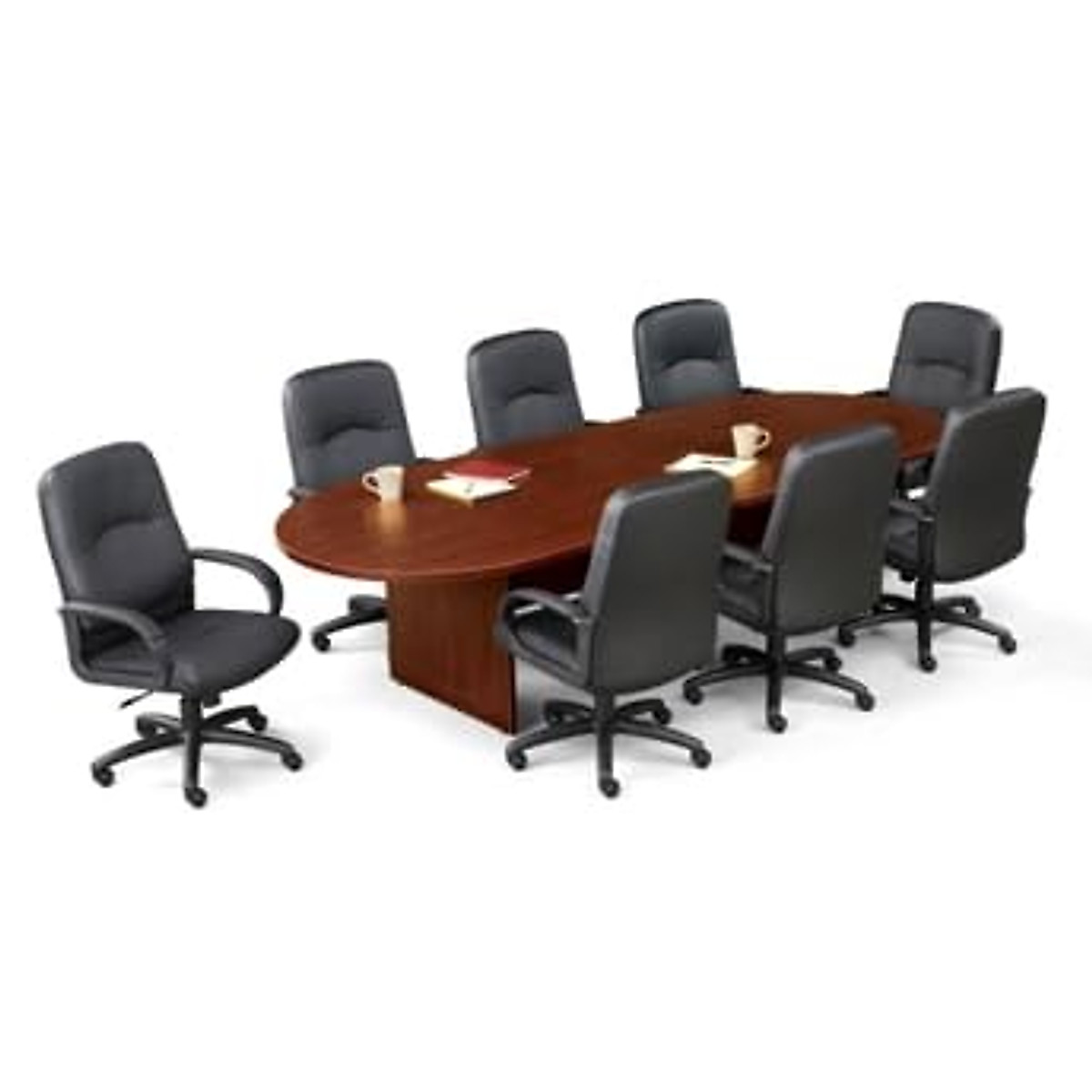 NBF 10L Conference Tables with Eight Seats - Laminate Conference Room Tables - Durable Office Meeting Table - Training Tables for Brainstorming Collaboration Sessions (48"D x 120"W x 29.5"H, Mahogany)