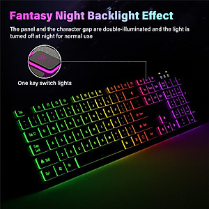 JYDBRT Keyboard Wired 104 Keys Silent Gaming Keyboard RGB Backlit for Laptop Pc Gamer Mechanical Keyboard