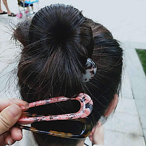 French Hair Pins Tortoise Shell French Hair Forks U Shaped French Pins 2 Prong Hair Sticks Acetate Chignon Pin for Women Hairstyle Accessories 2 Pack