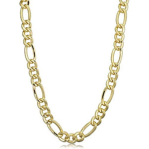 Kooljewelry 14k Yellow Gold Filled Solid Figaro Link Chain Necklace (7.8 mm, 24 inch)