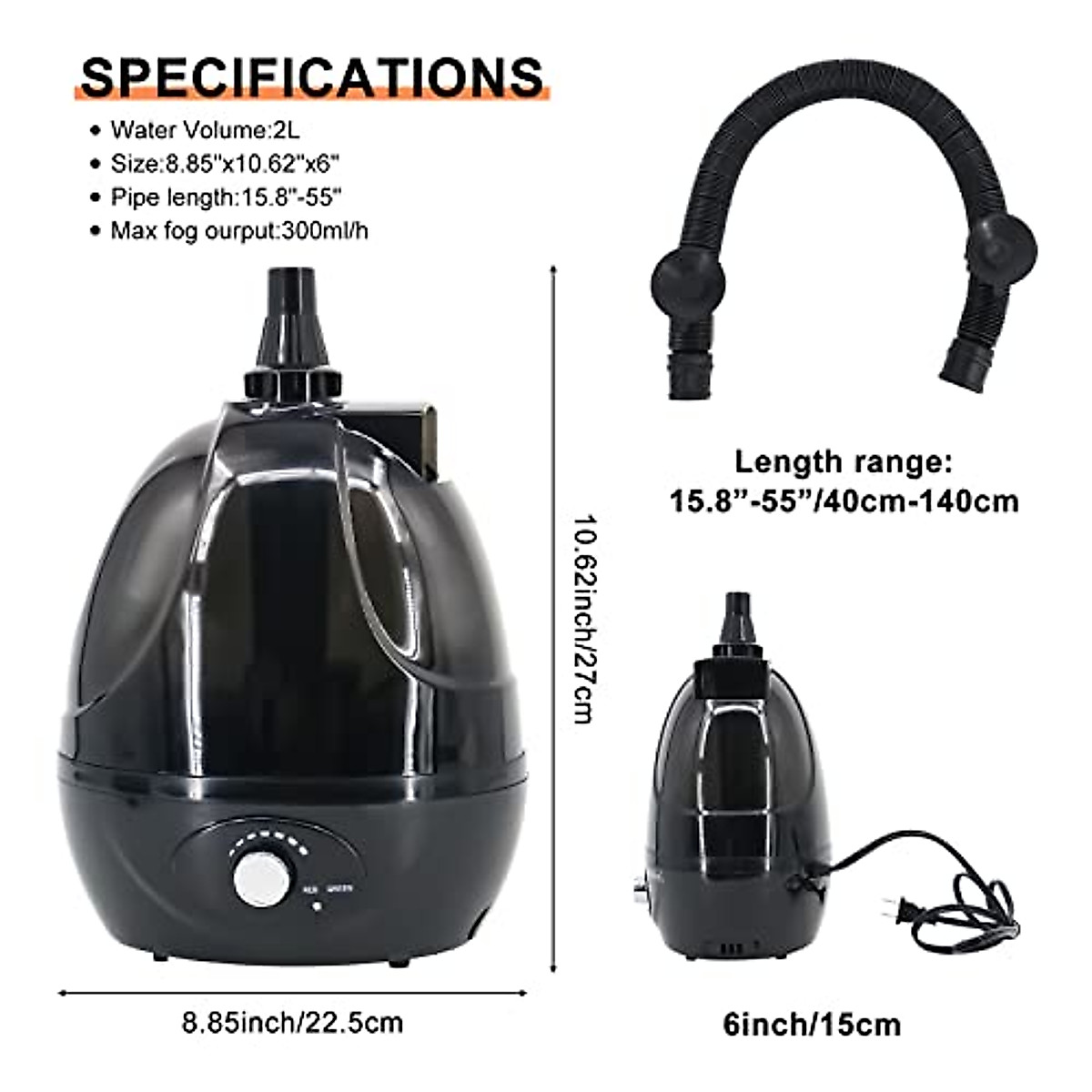 PetierWeit Reptile Fogger Large Tank Reptile Humidifiers Adjustable Fogger Mister for Reptiles Terrarium Humidifier with Extendable Hose Ideal for Reptiles Amphibians Vivarium