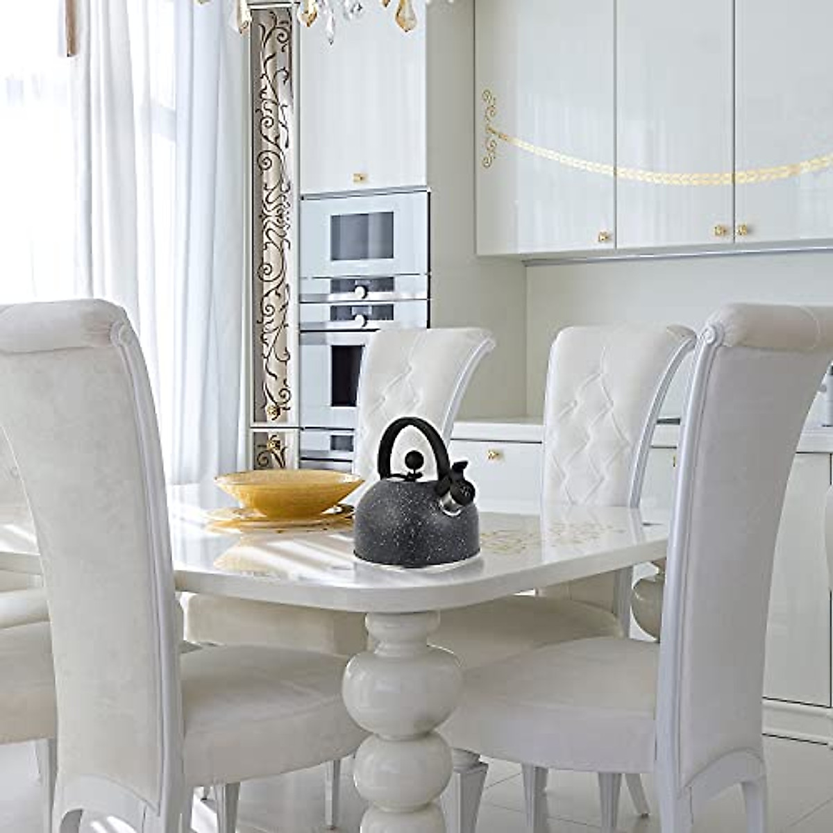 Stovetop Whistling Tea Kettle Teapot Stainless Steel Water Kettle Boiling Kettle with Cool Grip Ergonomic Handle for Home Outdoor Kitchen 2.5L Black teapot (Color : Black)