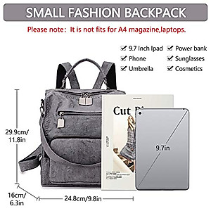 RAVUO Women Backpack Purse, Ladies PU Leather Casual Shoulder Bag mini Backpack Three Ways to Carry Grey