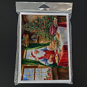 Caroline's Treasures DAC3304GCA7P Cookies with Santa Claus Papa Noel Greeting Cards Pack of 8 Blank Cards with Envelopes Whimsical A7 Size 5x7 Blank Note Cards