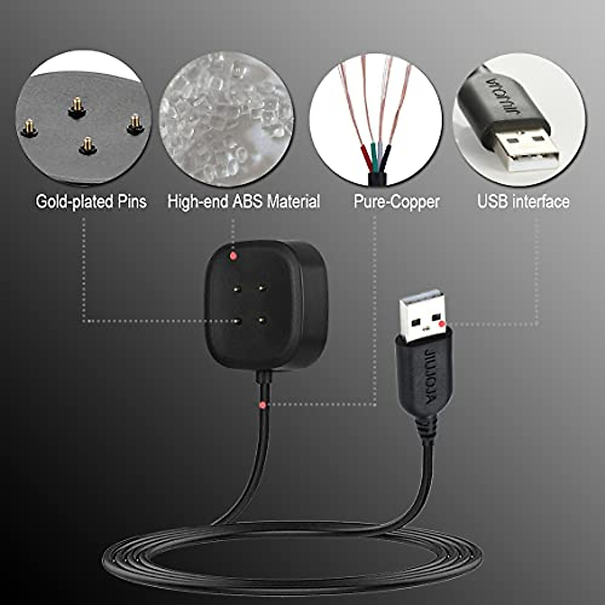 2Pack Compatible with Fitbit Versa 3 4 /Sense 1 2 Charger, （Not for Versa/Versa 1/Versa 2） Replacement Charging Cradle Dock Stand Cable for Smart Watch Versa 4
