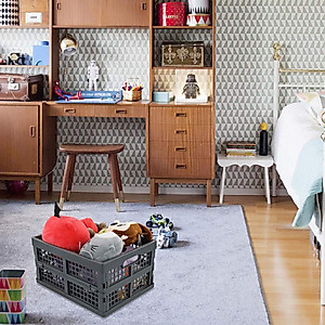 Ggbin 16 Liter Folding Plastic Containers, Grey Plastic Crate, 2 Packs