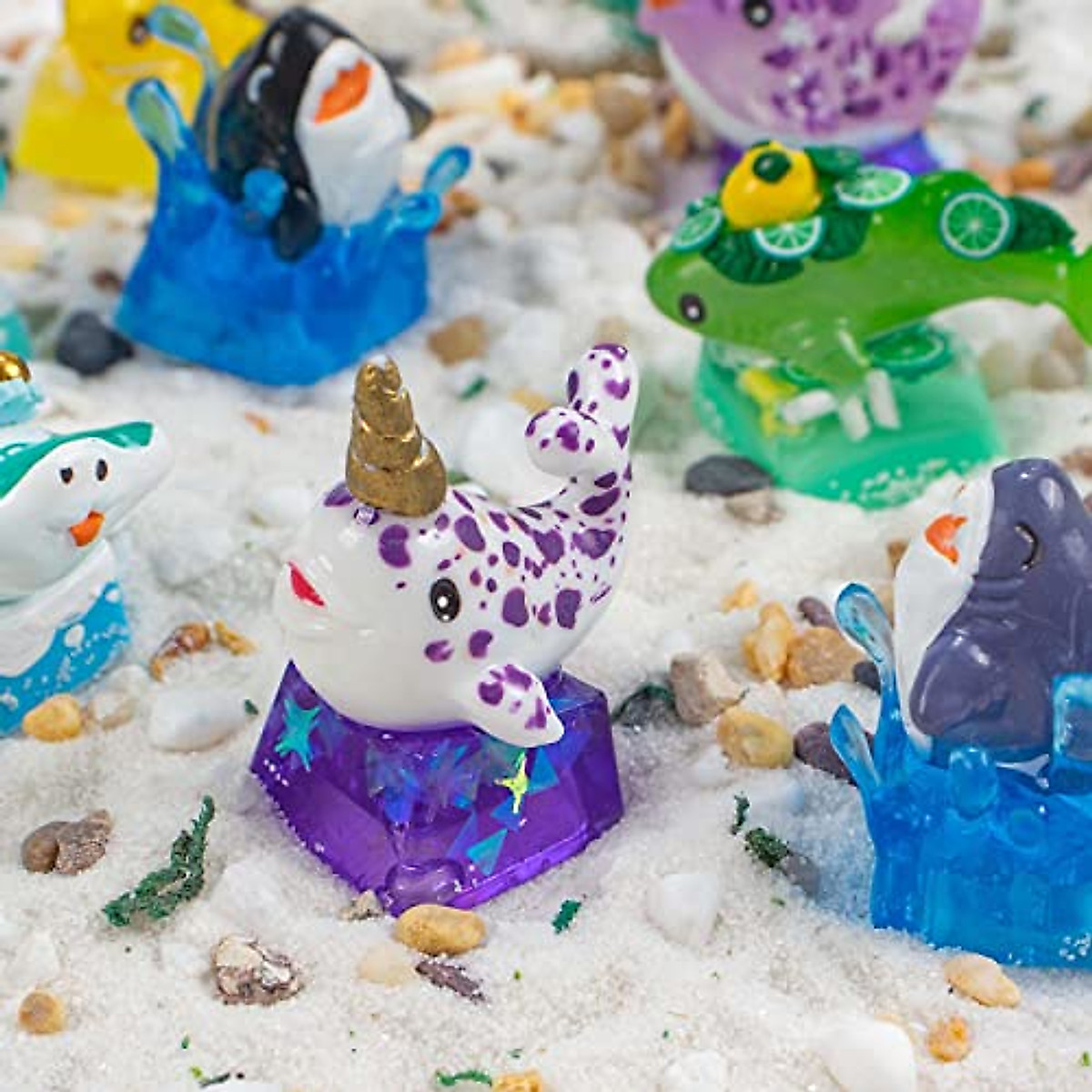 FUNSHOWCASE Miniature Sea Figurines 1:12 1inch Charm 18-Count Epoxy Art UV Resin Inlay Diorama Aquarium Terrarium Fairy Garden