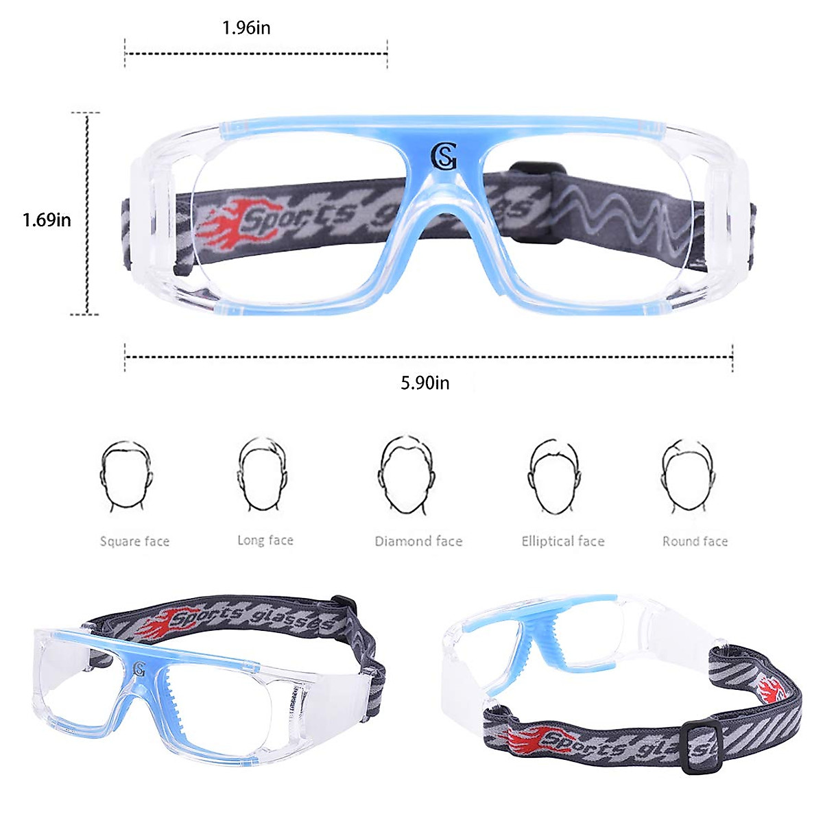 SooGree Sports Goggles for Basketball Soccer Football Protective Eyewear Goggles Eye Safety Glasses Anti Fog PC Lens for Men Adults (Blue)