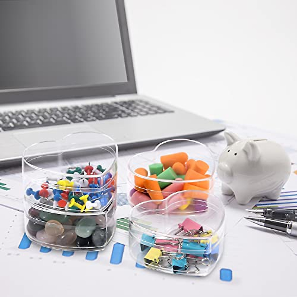 Dayaanee Clear Acrylic Plastic Heart-shaped Acrylic Box with Lid 2 Pack Small 3.3x2.9x1.6Inch/85X75X40mm Storage Boxes Cube Organizer Containers for Candy Pill and Tiny Jewelry