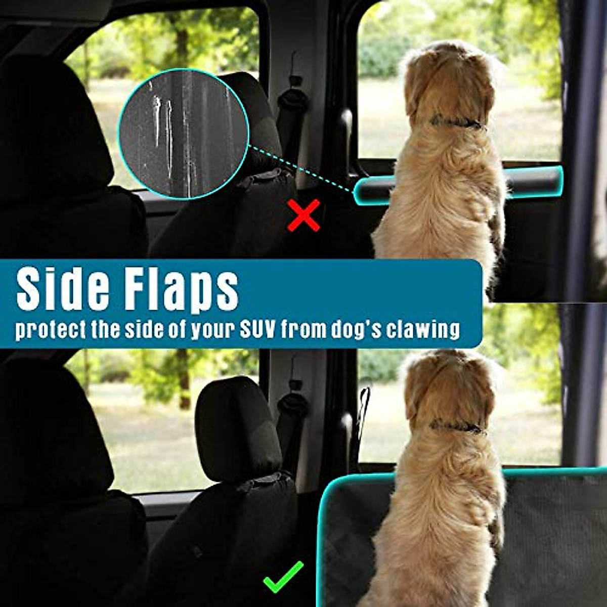 Veckle Cargo Liner, SUV Cargo Cover for Dogs with Side Flaps Hammock Water Resistant Nonslip Dog Seat Cover Cargo Area Protector Scratchproof for SUVs Sedans Vans