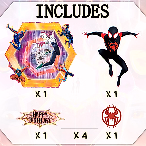 Valentina Buck 4 Pcs Spider Cake Topper Set, Hero Cake Decorations, Man Theme Birthday, Party Supplies for Parallel Universe Theme