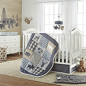 Levtex Baby - Logan Nursery Hamper - Round Fabric Storage Hamper - Bears and Deers - Taupe and Black - Nursery Accessories - Size: 14 x 19in.