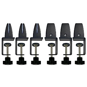 Jhanw Sneeze Guard Support Clips for 1/8" to 0.51" Thick Panel, Adjustable Desk Divider Clips, Aluminum Desk Partition Clamp, Acrylic Plexiglass Partition Clips Black, Desk Privacy Panel Clamps 6 Pack