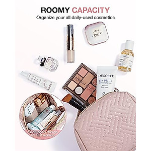 BAGSMART Small Makeup Bag, Travel Cosmetic Bag Make Up Pouch Small Travel Essentials for Women Dorm Room Essentials Pouch,Water-resistant Toiletry Bag,Makeup Organizer Bag,Pink