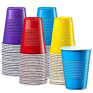 Comfy Package [50 Count] 9 oz. Disposable Party Plastic Cups - Assorted Colors Drinking Cups